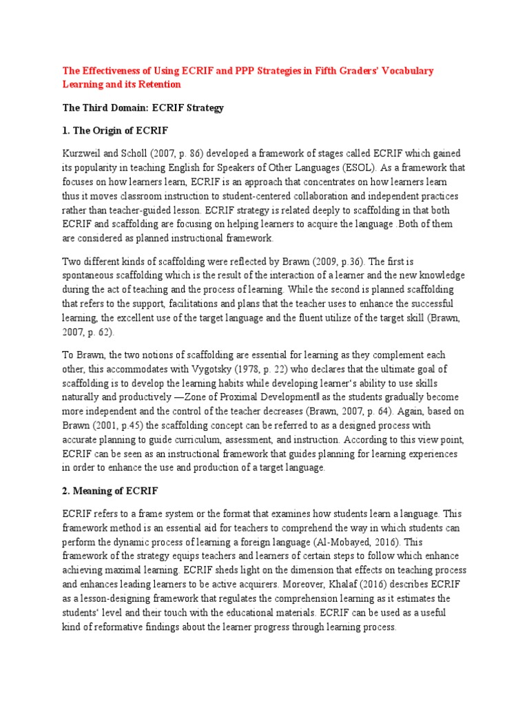 The Effectiveness of Using ECRIF and PPP Strategies in Fifth Graders ...