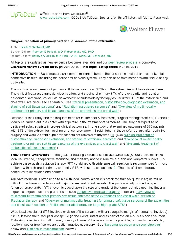 Surgical Resection of Primary Soft Tissue Sarcoma of The Extremities ...