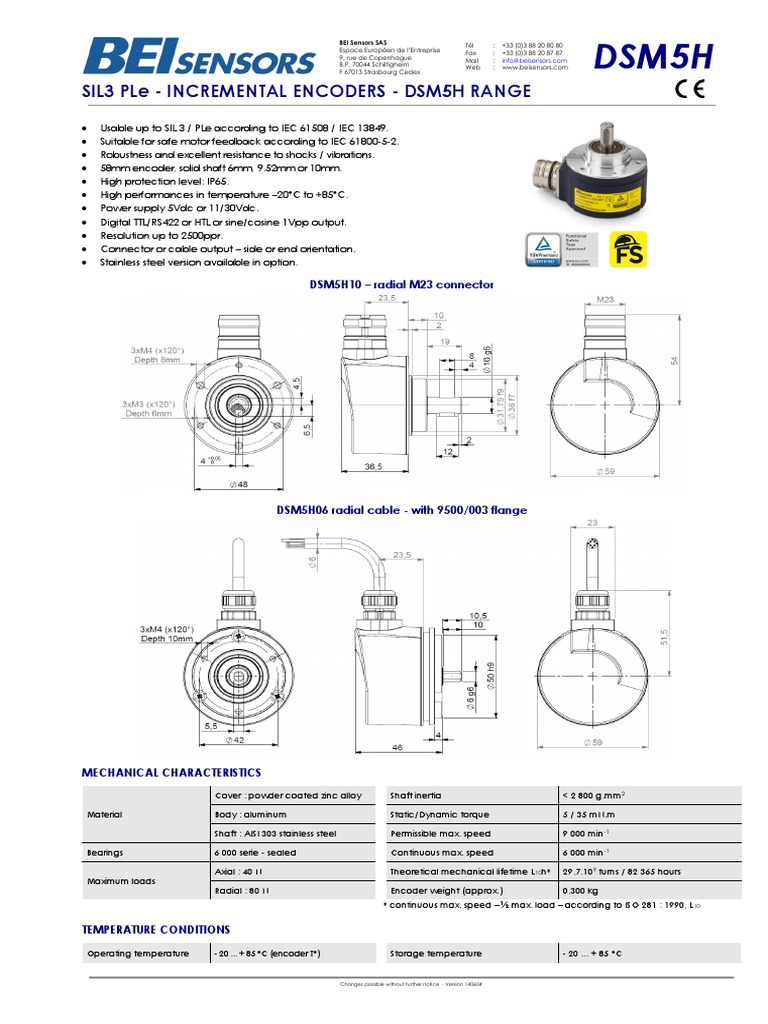 Sil3 Ple - Incremental Encoders - Dsm5H Range | PDF | Electrical Connector | Electromagnetism