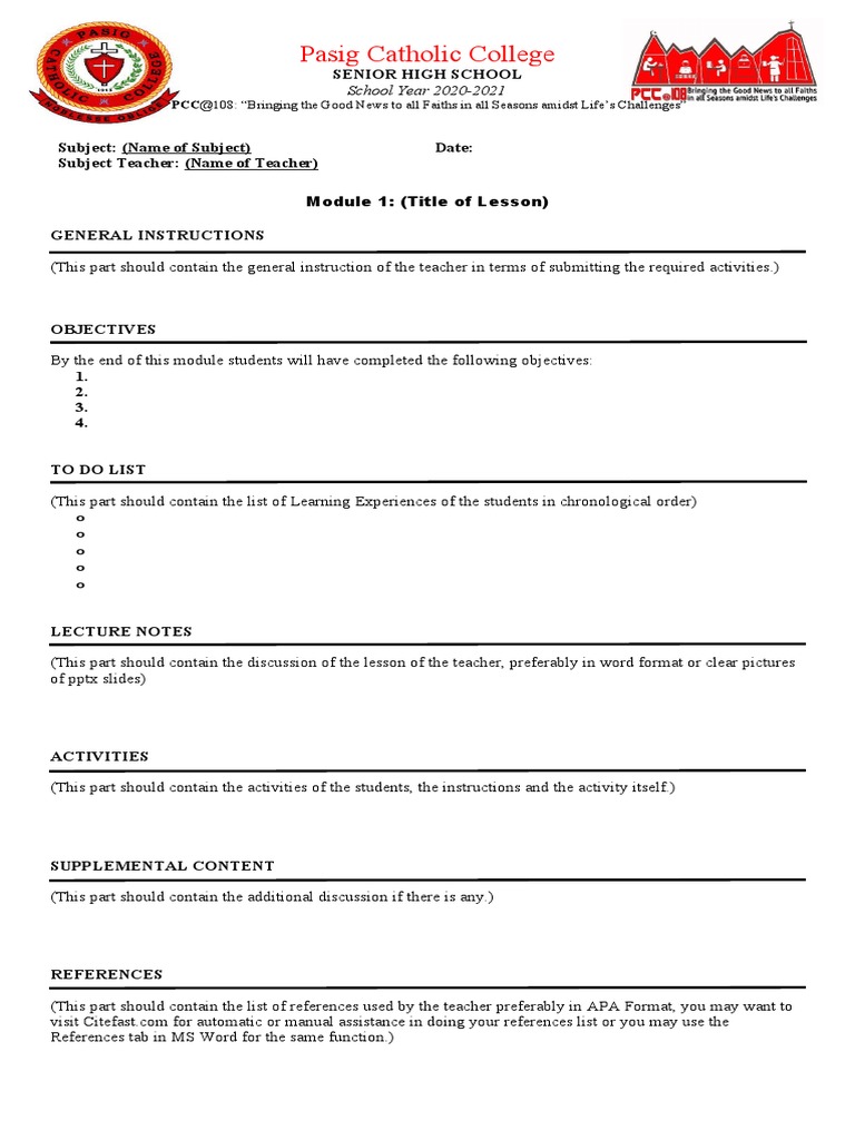 Module Sample Format | PDF