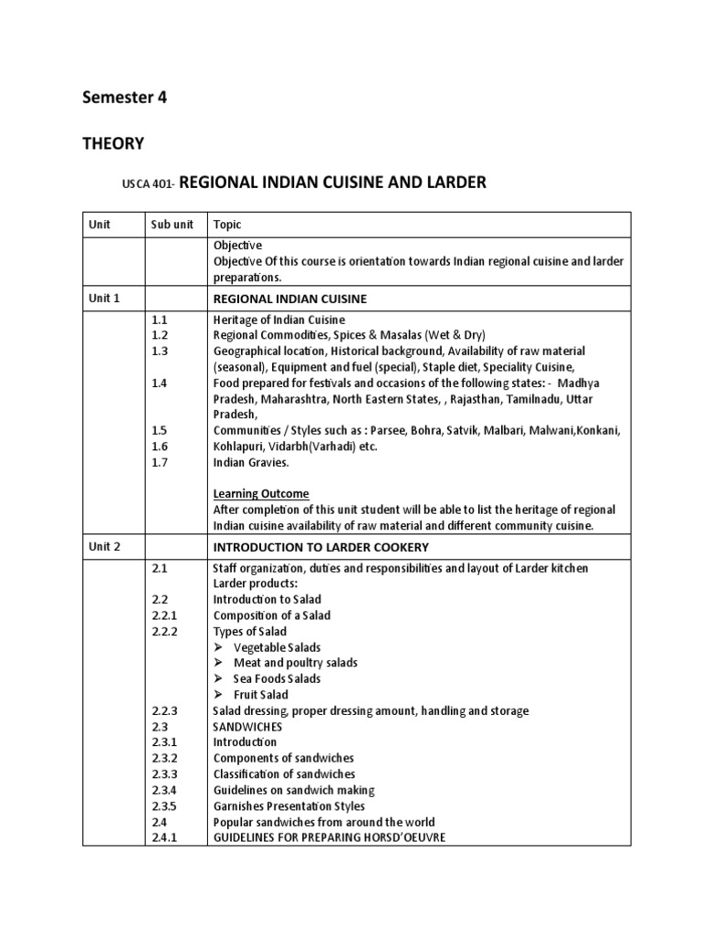 Semester 4 Theory Regional Indian Cuisine and Larder | PDF ...