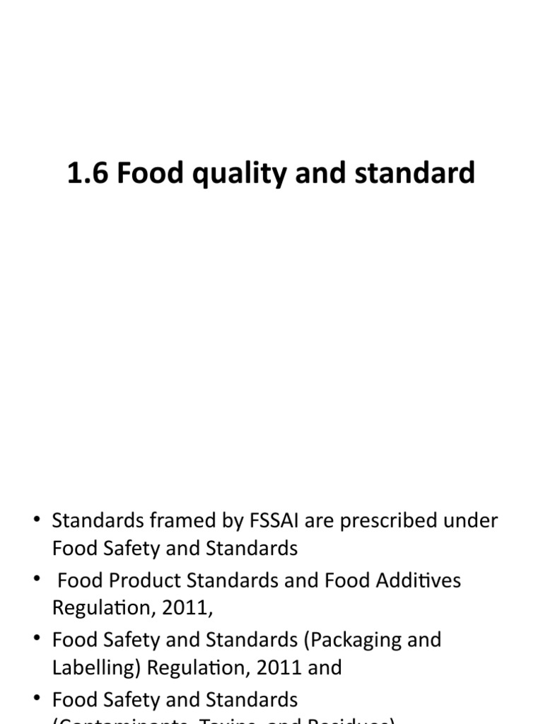 Food Quality Standards Overview | PDF | Organic Foods | Food Industry