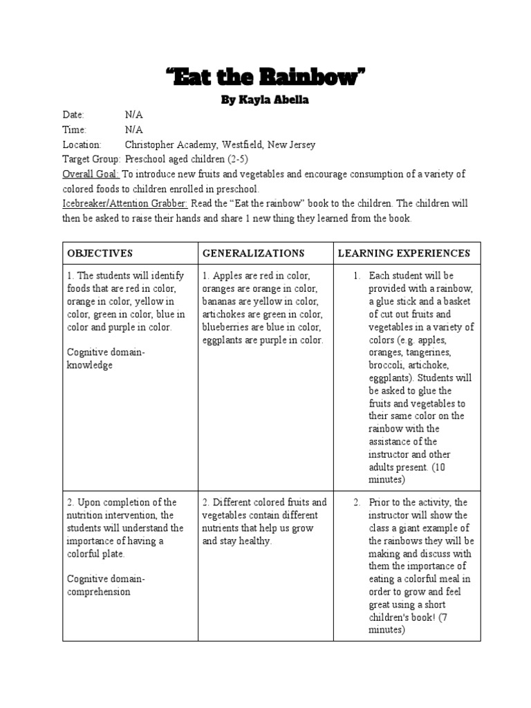 Eat the Rainbow: Nutrition for Kids | PDF | Vegetables | Fruit