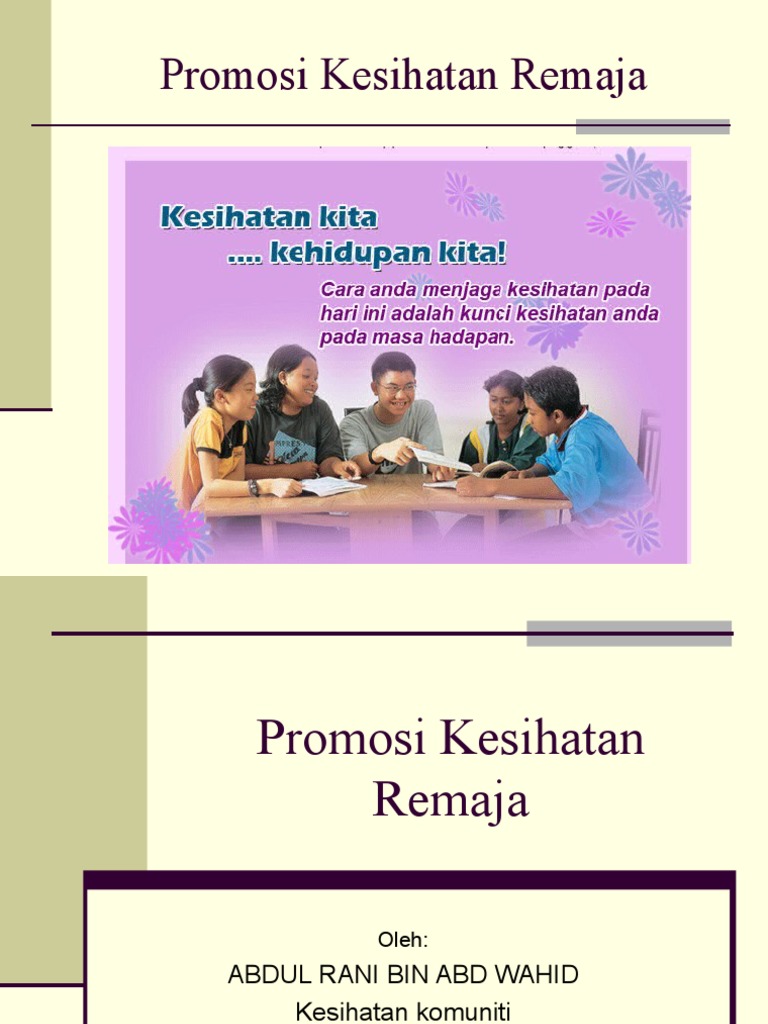 Promosi Kesihatan Remaja | PDF | Kesehatan Holistik | Gaya Hidup