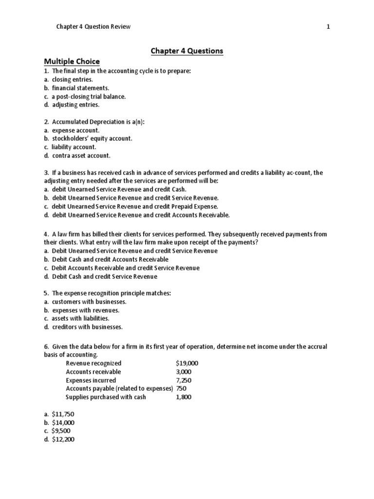 Chapter 4 Question Review | PDF | Debits And Credits | Expense