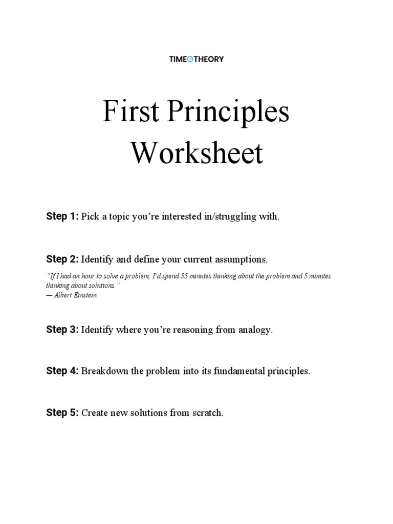 First Principles Worksheet | PDF