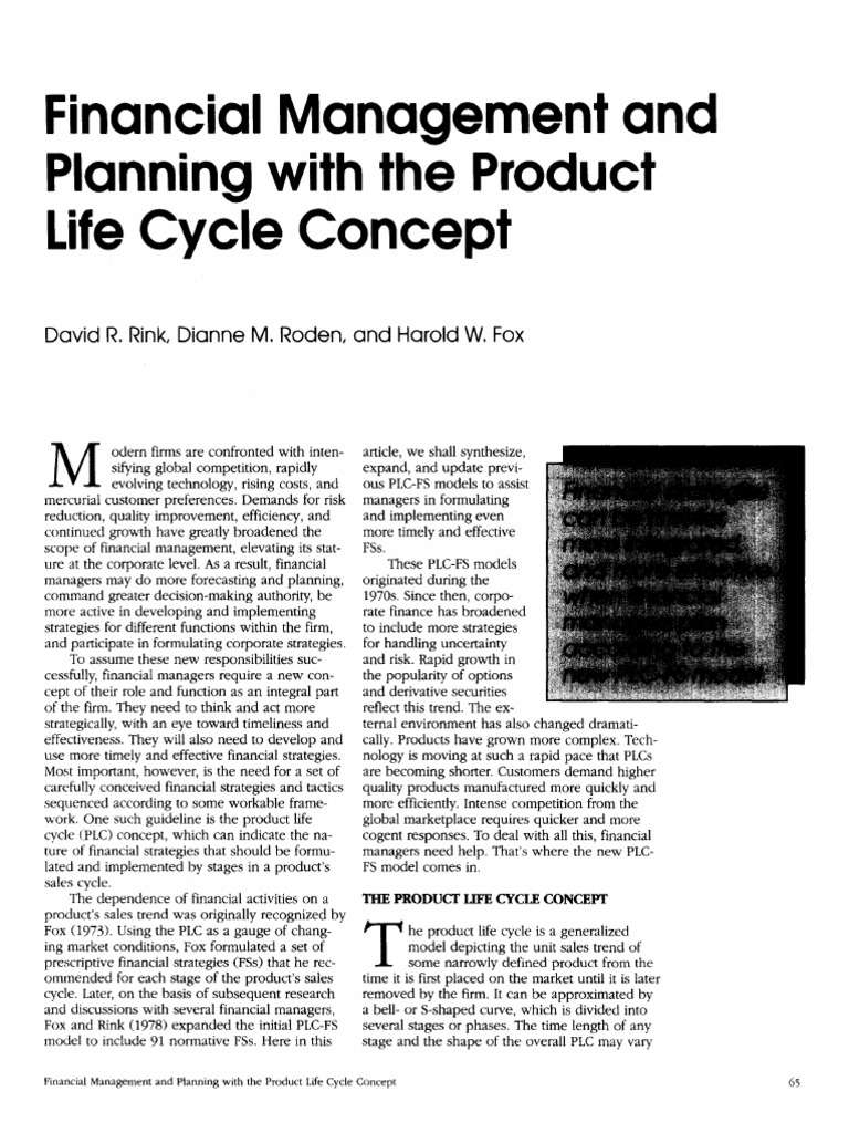 Financial Strategies in Product Life Cycle | PDF | Net Present Value ...