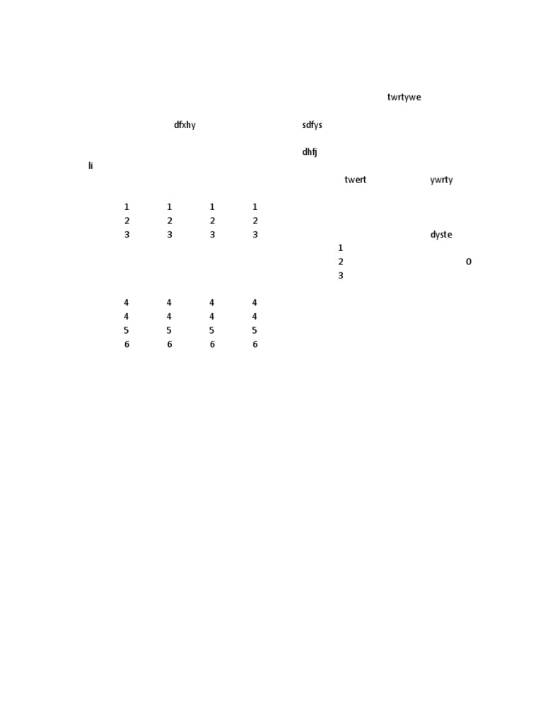 Twrtywe Dfxhy Sdfys DHFJ Li Twert Ywrty 1 1 1 1 2 2 2 2 3 3 3 3 Dyste 1 ...