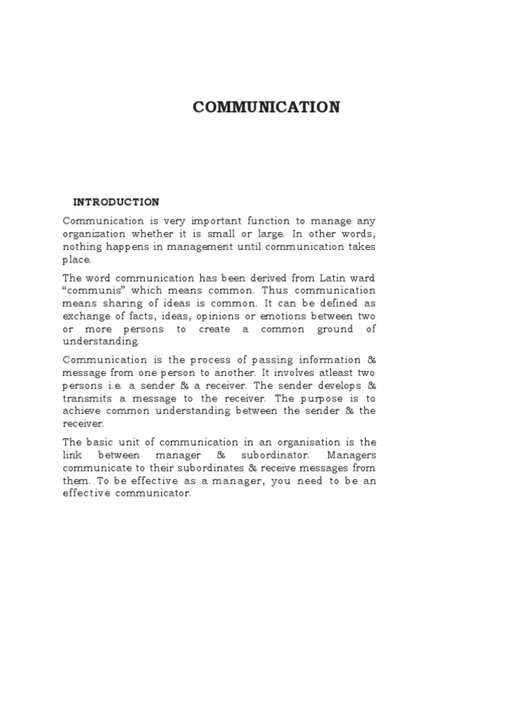 Communication in Management | PDF | Communication | Leadership