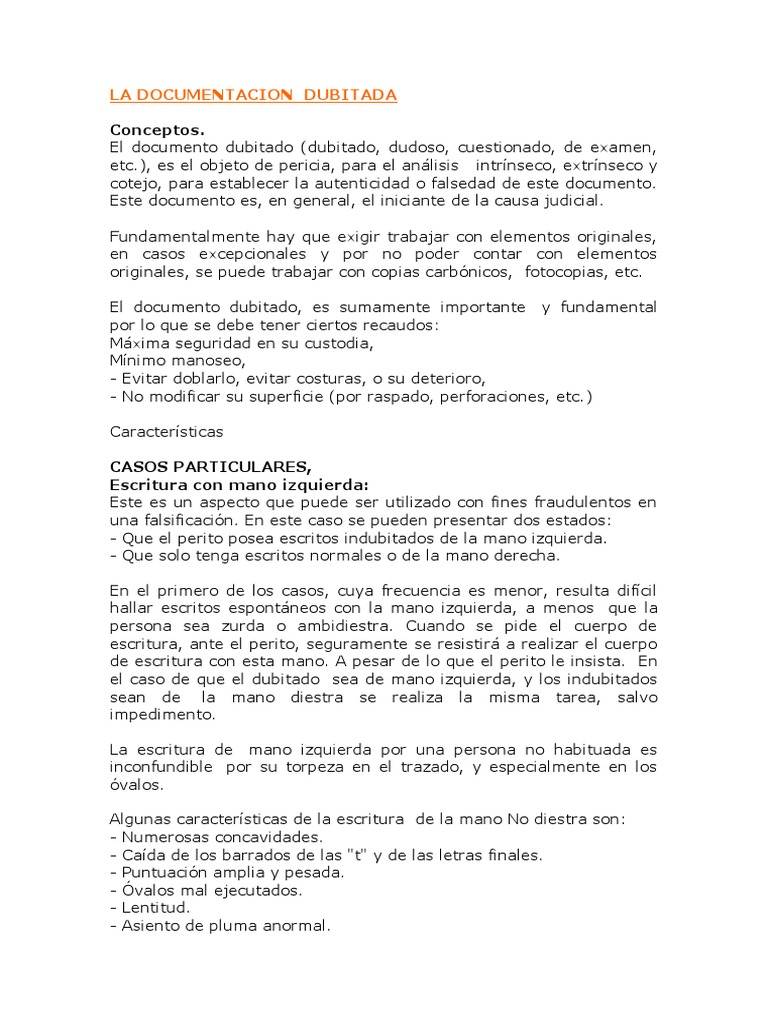 Documentacion Dubitada e Indubitada | PDF | Handedness | Escritura
