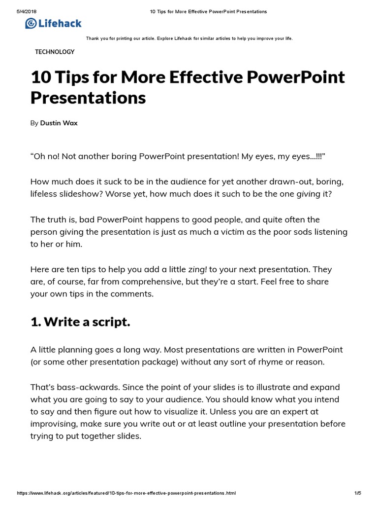 10 Tips For More Effective PowerPoint Presentations | PDF | Typefaces ...