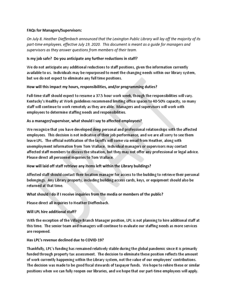 Layoff FAQ For Managers | PDF | Layoff | Employment