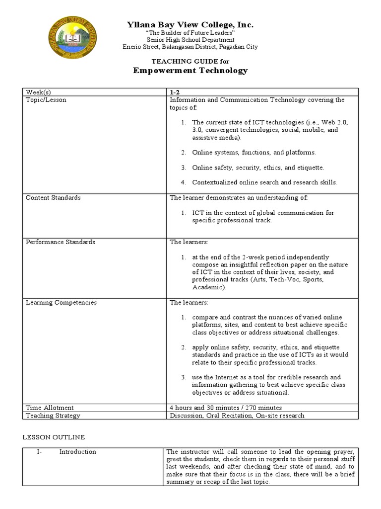 Empowerment Technology Teaching Guide | PDF | Technological Convergence ...