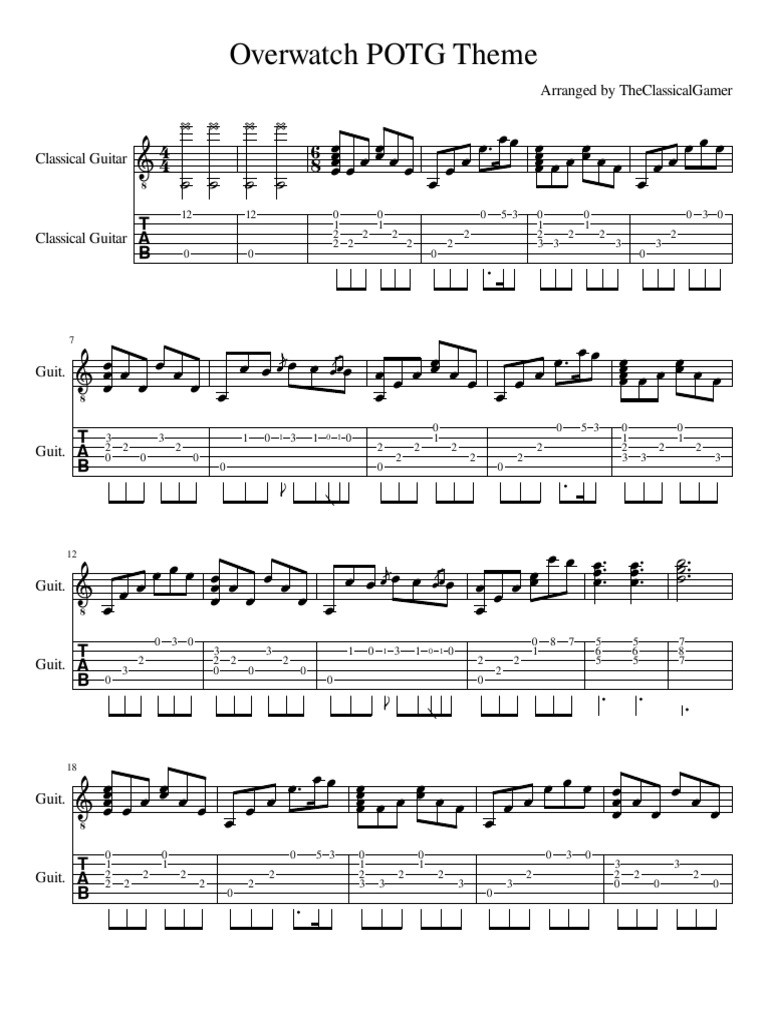 Overwatch POTG Theme Arrangement | PDF