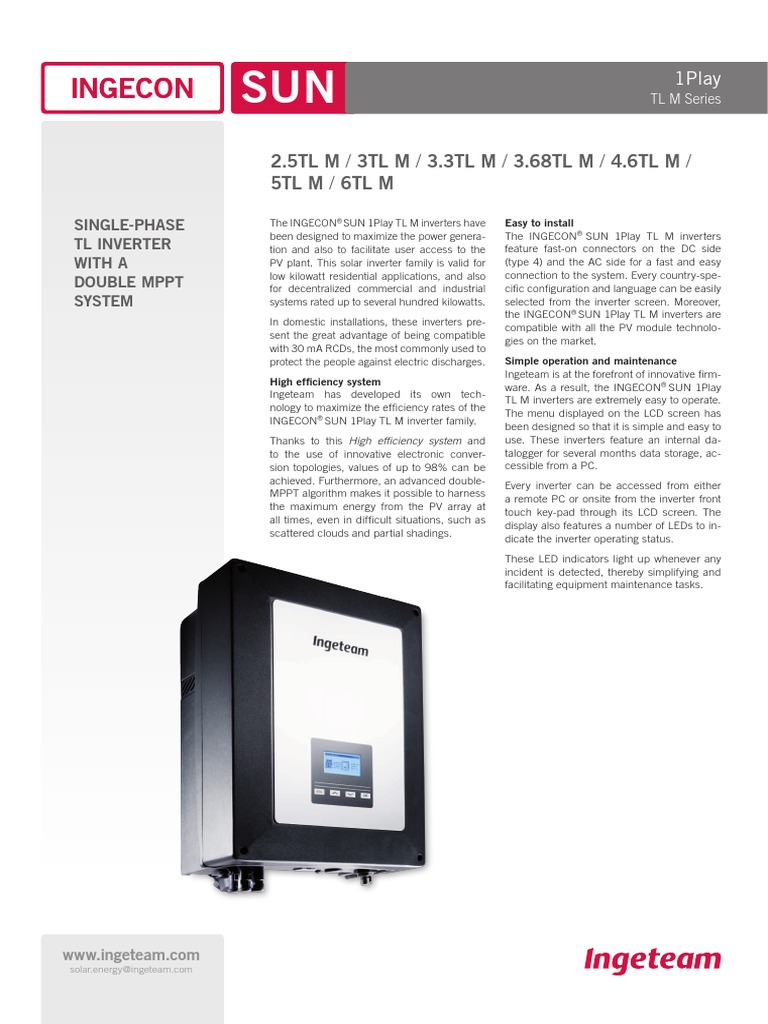 PRD - 1897 - Archivo - Ingecon Sun 1play TL M | PDF | Power Inverter ...