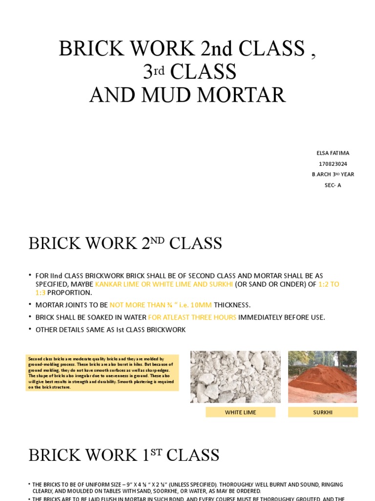 BRICK WORK 2nd CLASS | Download Free PDF | Brick | Mortar (Masonry)