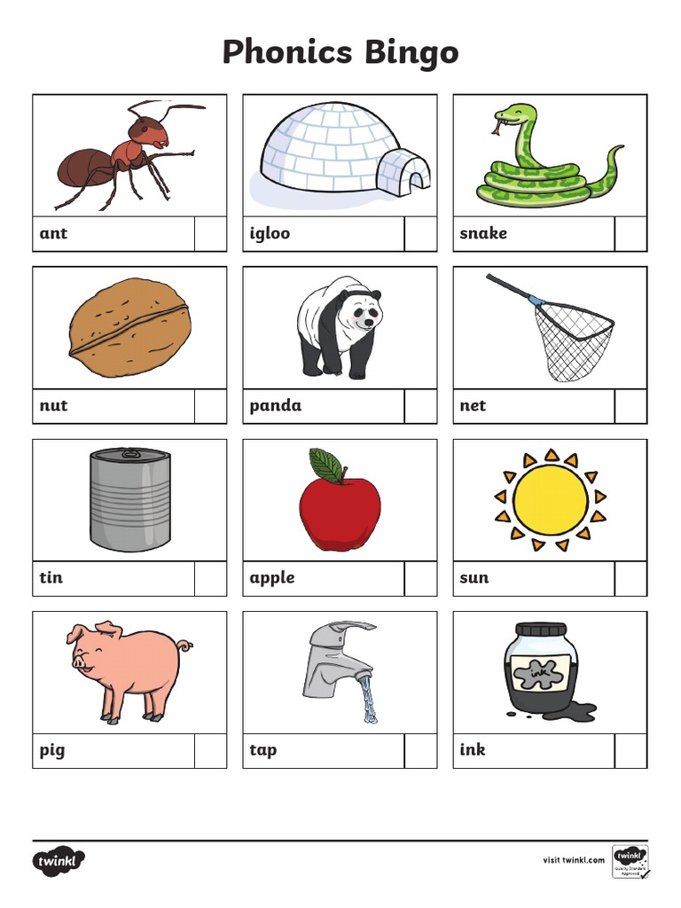 Phonics Bingo: Ant Igloo Snake | PDF