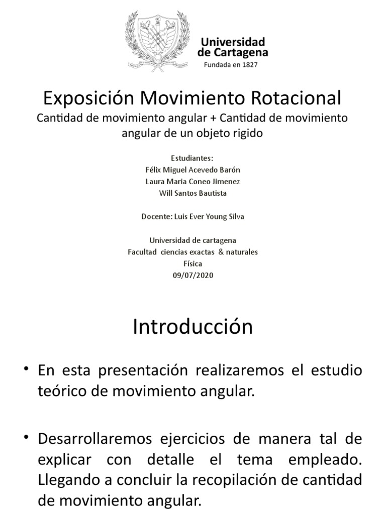 Exposición Movimiento Rotacional | PDF | Momento angular | Impulso