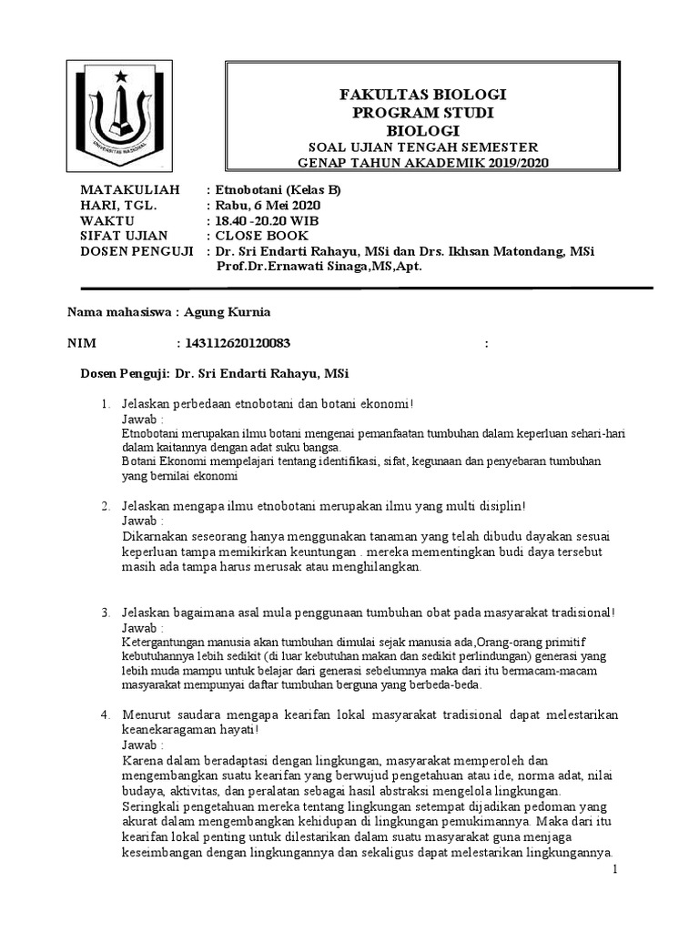 UTS Etnobotani Agung Kurnia | PDF