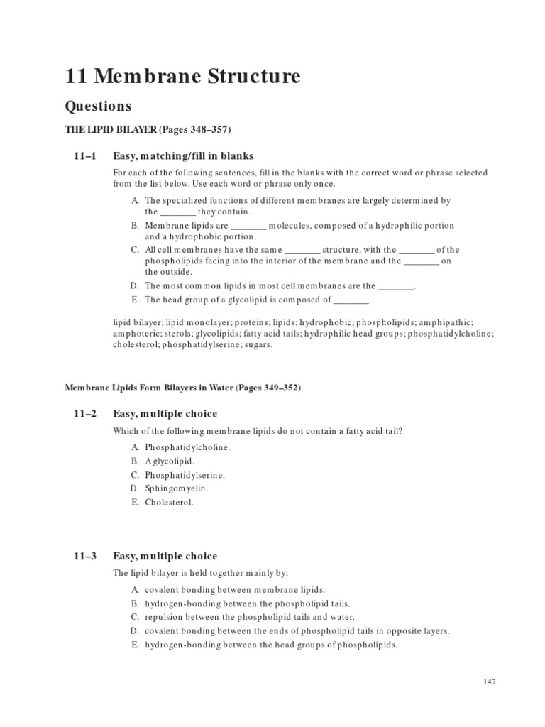 Chapter 11 - 1 | PDF | Cell Membrane | Lipid Bilayer
