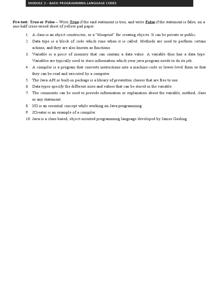 2 Computer Programming Module 2 Pdf Class Computer Programming Data Type 