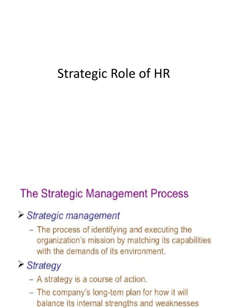 STRATEGIC ROLE of HR | PDF | Employment | Strategic Management