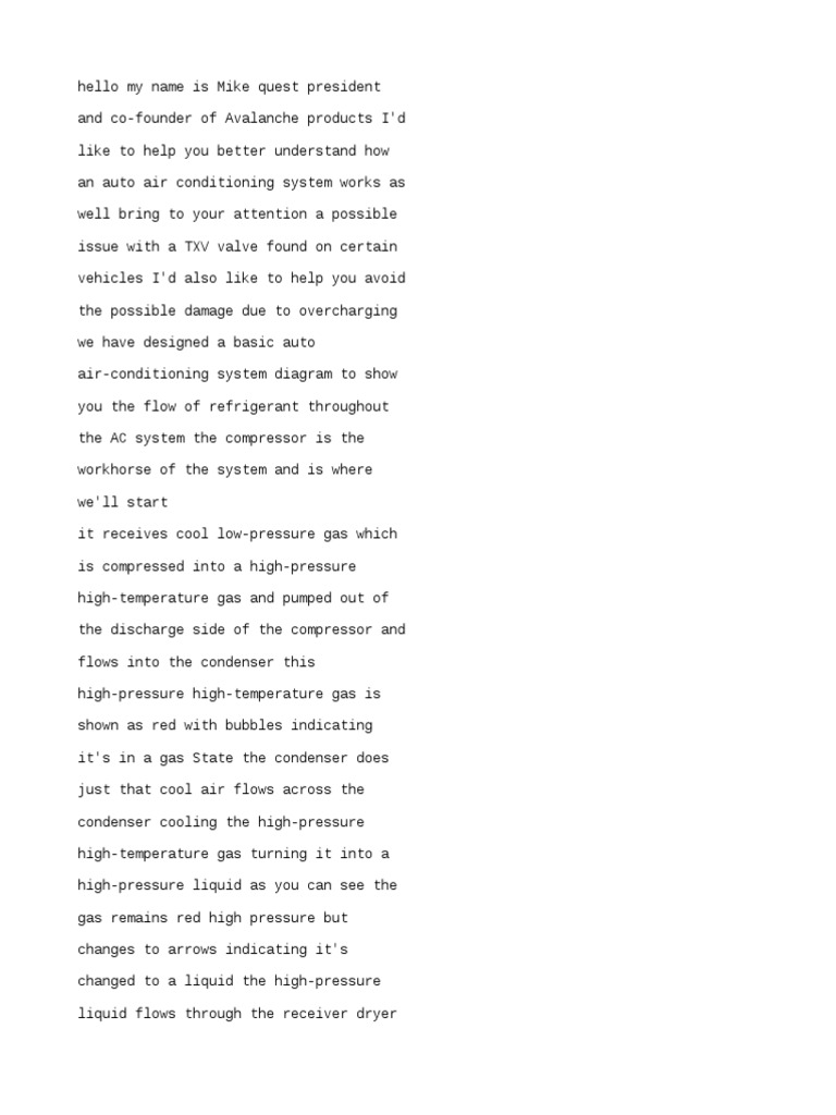 Ac Avalanche Auto Air Conditioning 101 Made Easy English Auto