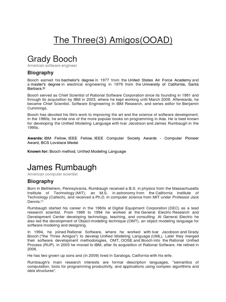 Grady Booch and the Three Amigos | PDF | Systems Science | Computer ...