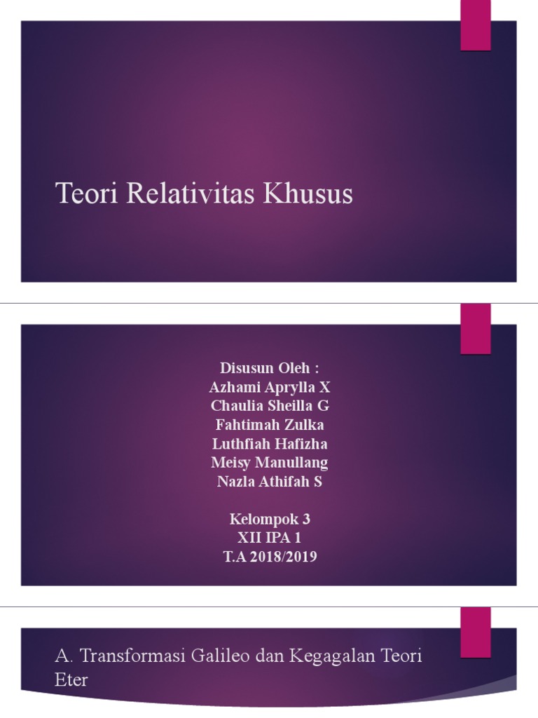 Fisika Bab 7 Teori Relativitas Khusus | PDF | Sains & Matematika