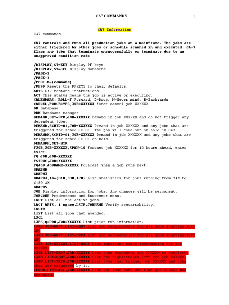 CA7 Information | PDF | Office Equipment | Computing