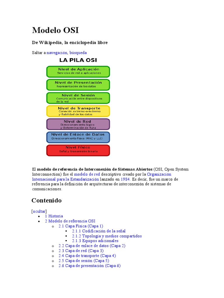 Las Capas Del Modelo Osi | PDF | Modelo osi | Estándares de red