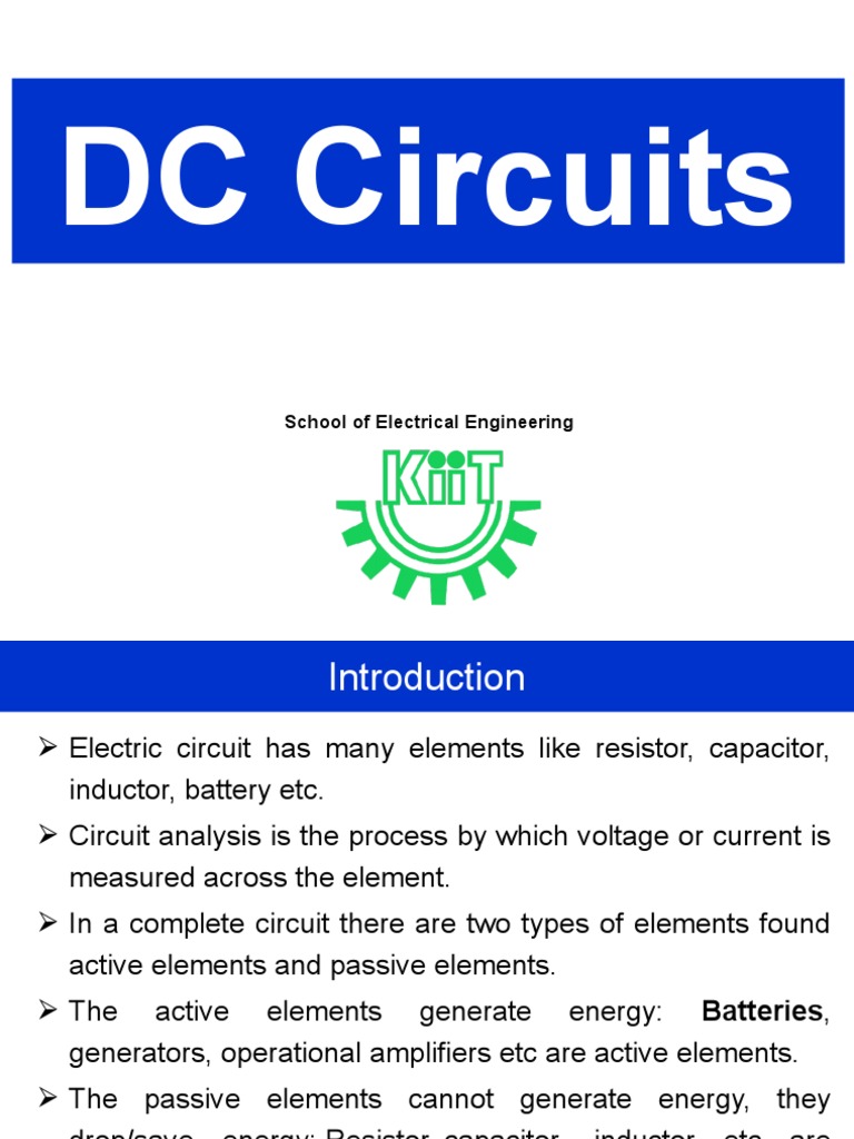 DC Circuits: School of Electrical Engineering | PDF | Passivity (Engineering) | Electrical Network