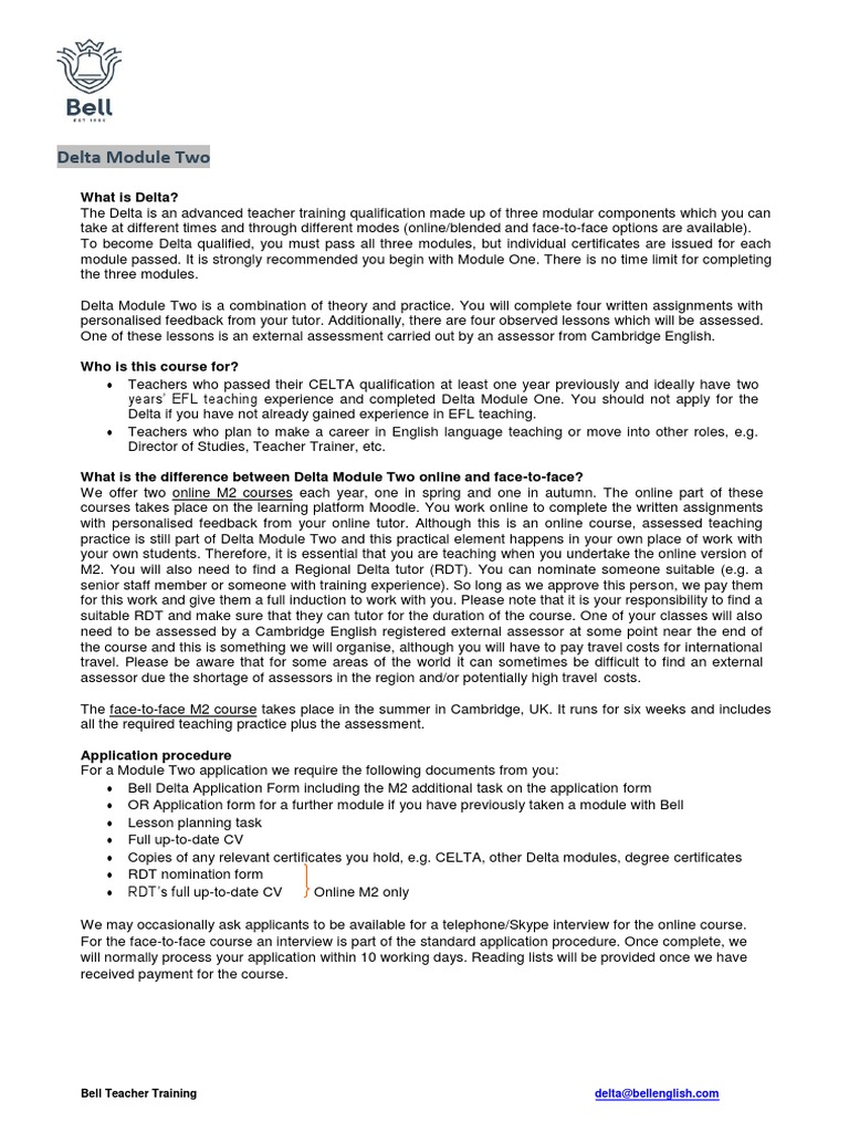 Delta Module Two Teacher Training Course | PDF | Learning | Behavior Modification