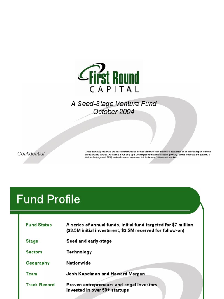 First Round Capital Original Pitch Deck | PDF | Venture Capital ...