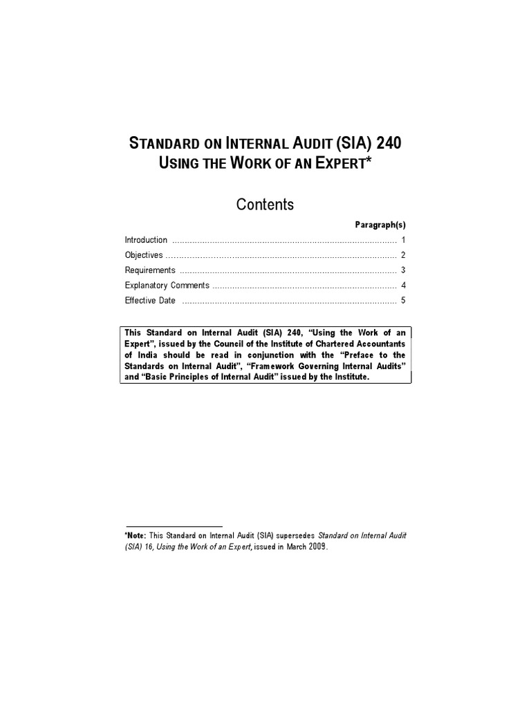 SIA 240: Expert Use in Internal Audit | PDF | Internal Audit | Audit