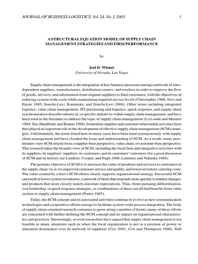A Structural Equation Model of Supply Chain Management Strategies and ...