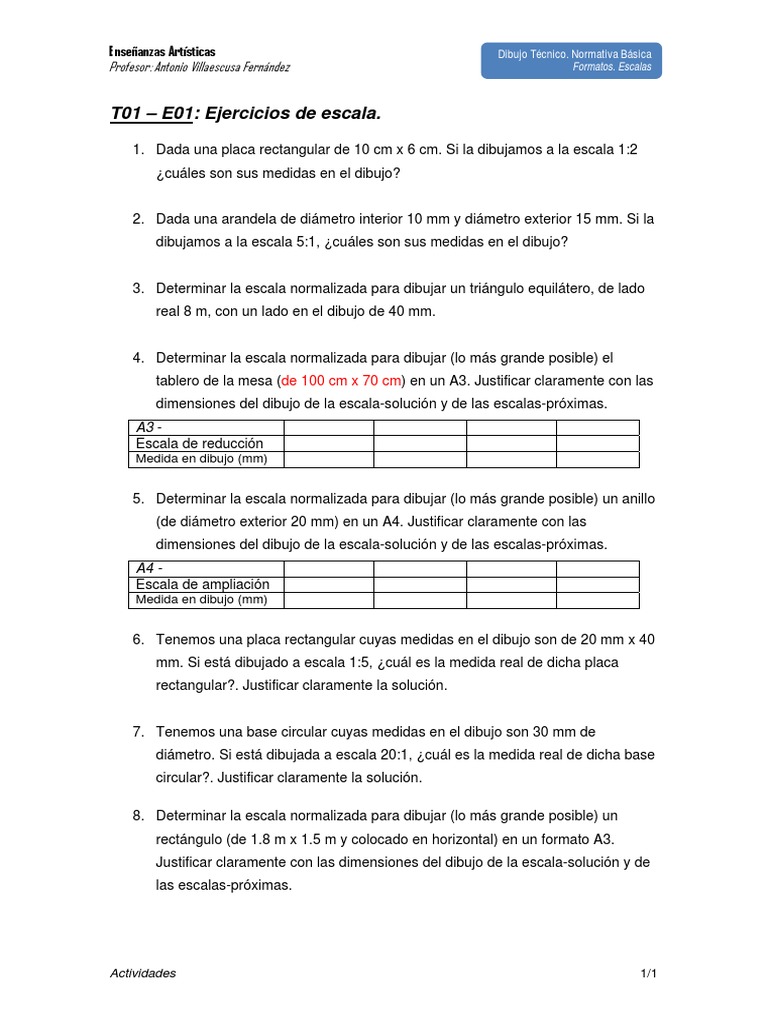T01 - E01 - Ejercicios de Escala | PDF