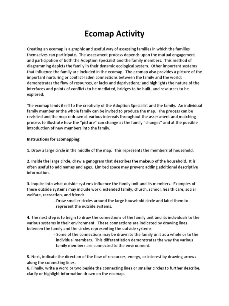 Ecomap Activity PDF Format Free Template PDF | PDF | Adoption | Map