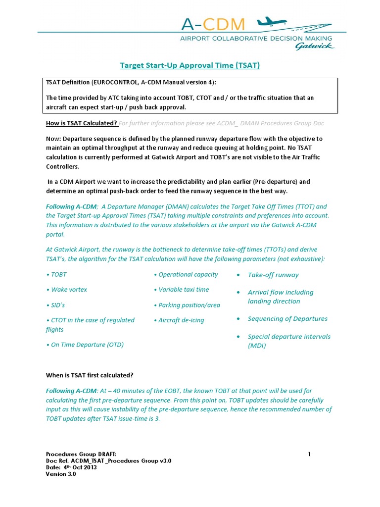 Target Start-Up Approval Time (TSAT) : How Is TSAT Calculated? | PDF ...