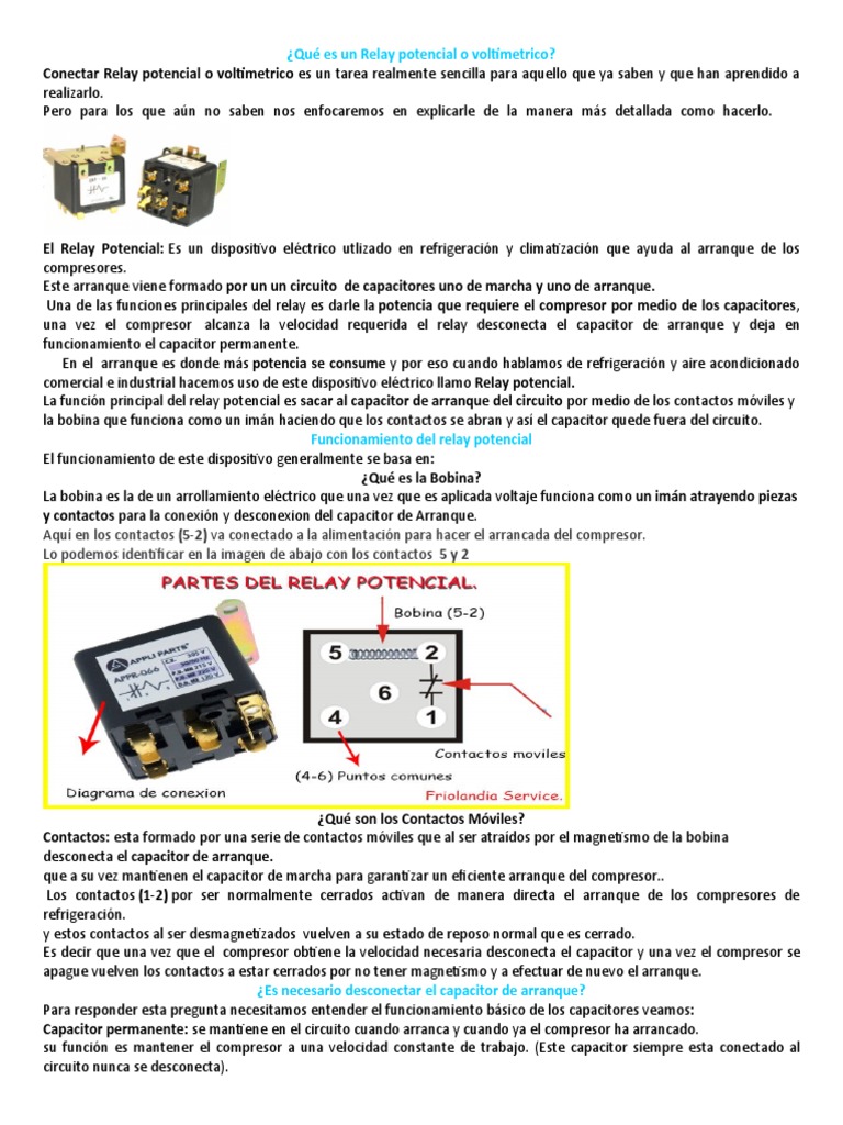 Qué Es Un Relay Potencial o Voltimetrico | PDF | Relé | Condensador