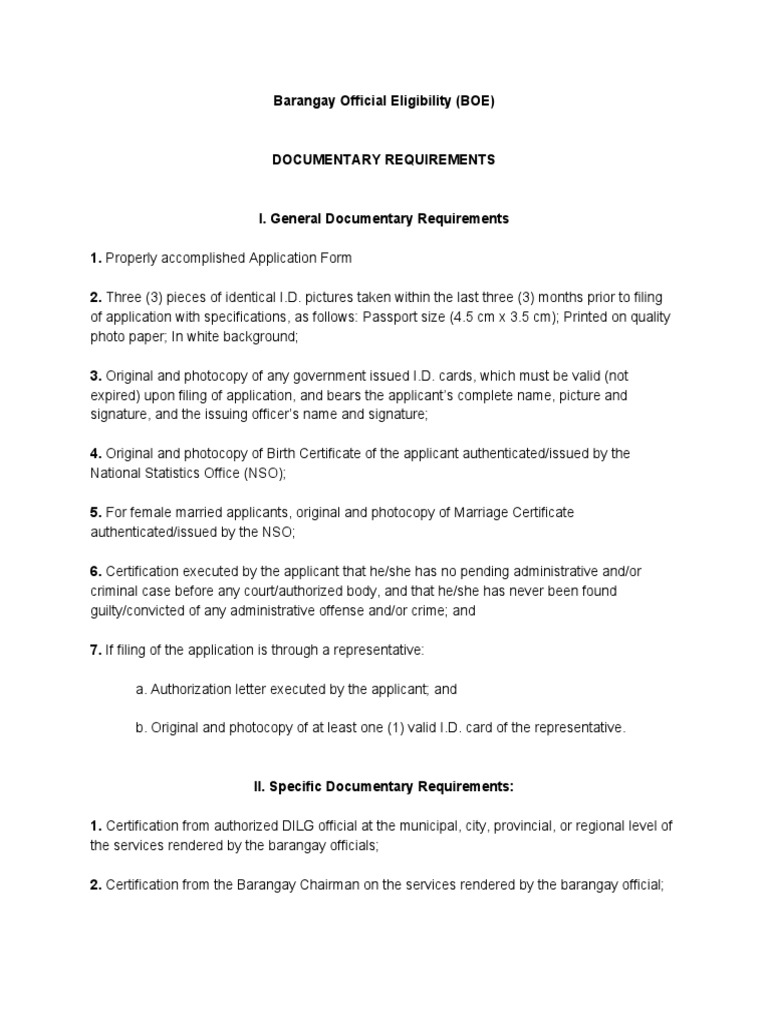 Barangay Official Application Requirements | PDF | Identity Document | Notary Public