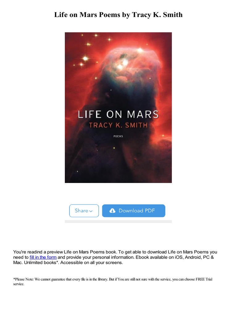 Life On Mars Poems by Tracy K. Smith: Fill in The Form | Download Free ...
