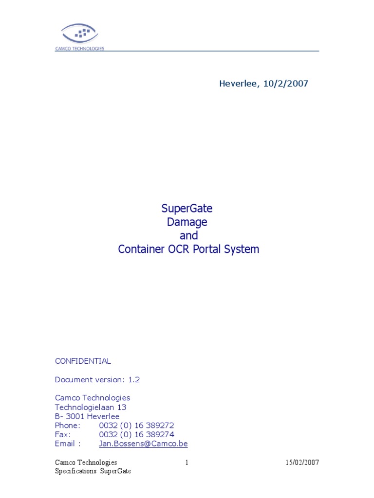 Specification SuperGate System | PDF | Image Scanner | Optical ...