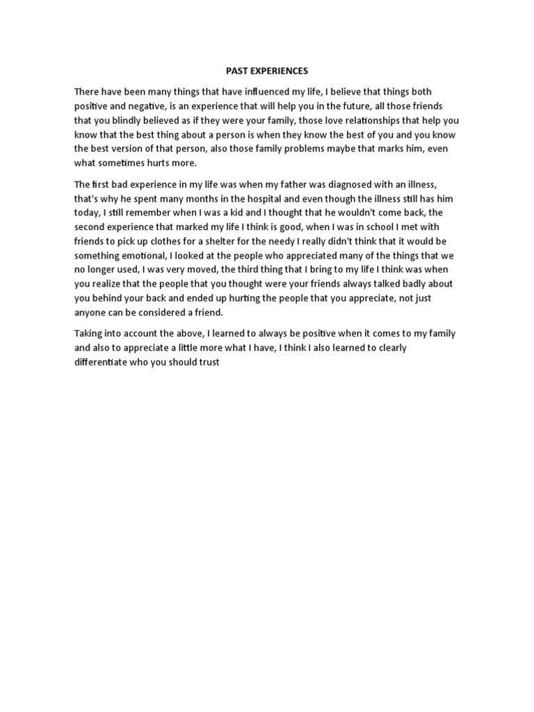 Past Experiences | PDF