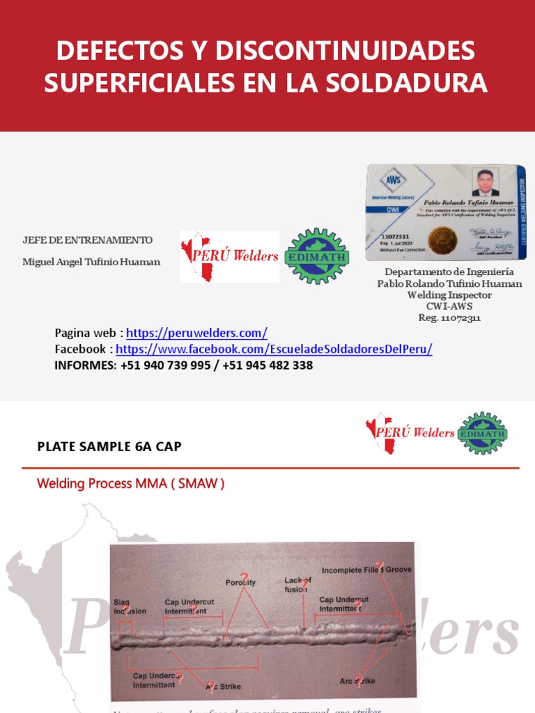 Defectos y Discontinuidades Superficiales en La Soldadura | PDF