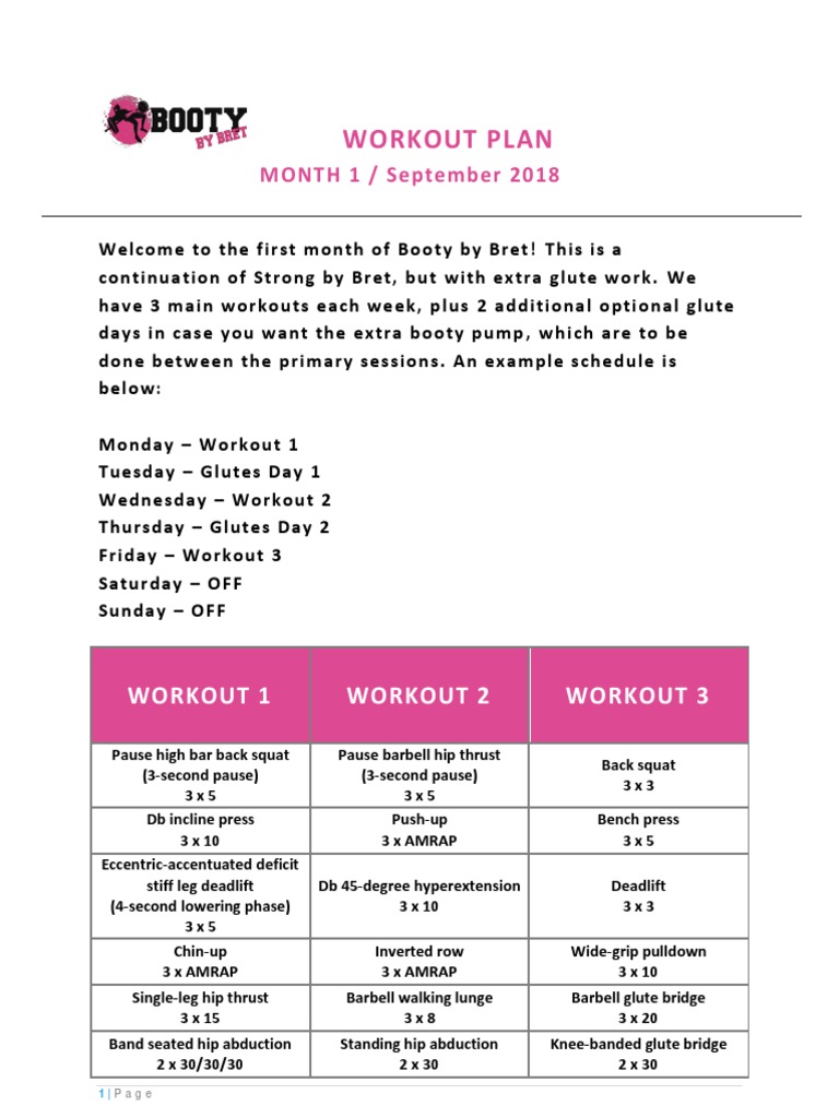 Booty by Bret: A Comprehensive Glute-Focused Workout Plan for Month 1 ...