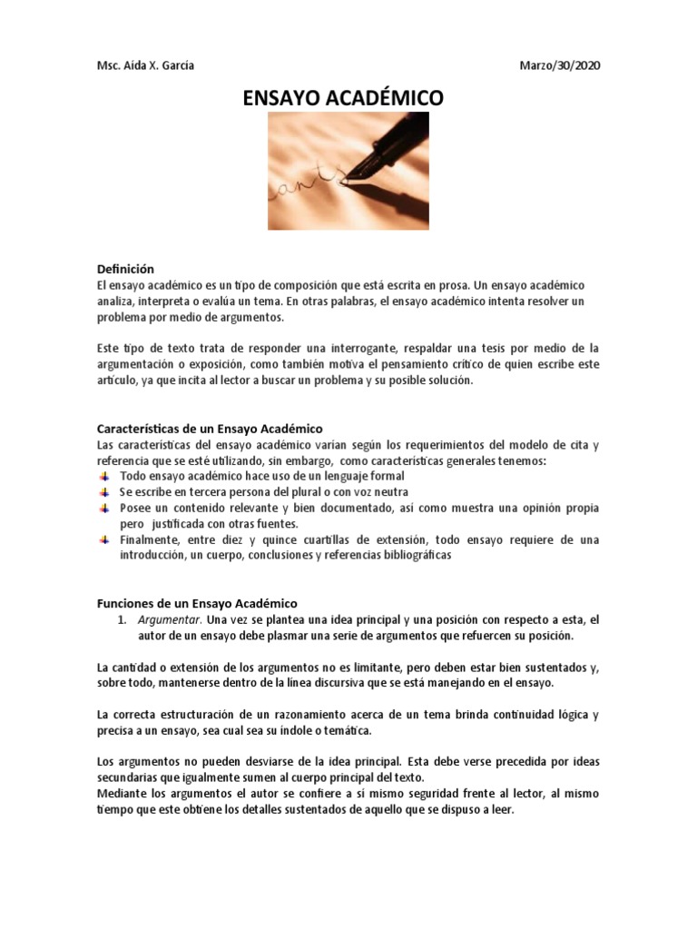 Estructura Del Ensayo Académico Pdf Ensayos Autor