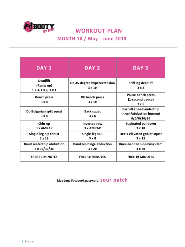 BBB Month 10 Workout Plan | PDF | Anatomical Terms Of Motion | Dance ...