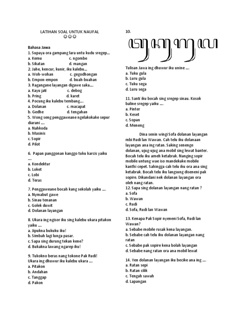 Latihan Soal Untuk Naufal | PDF | Kajian Bahasa Asing