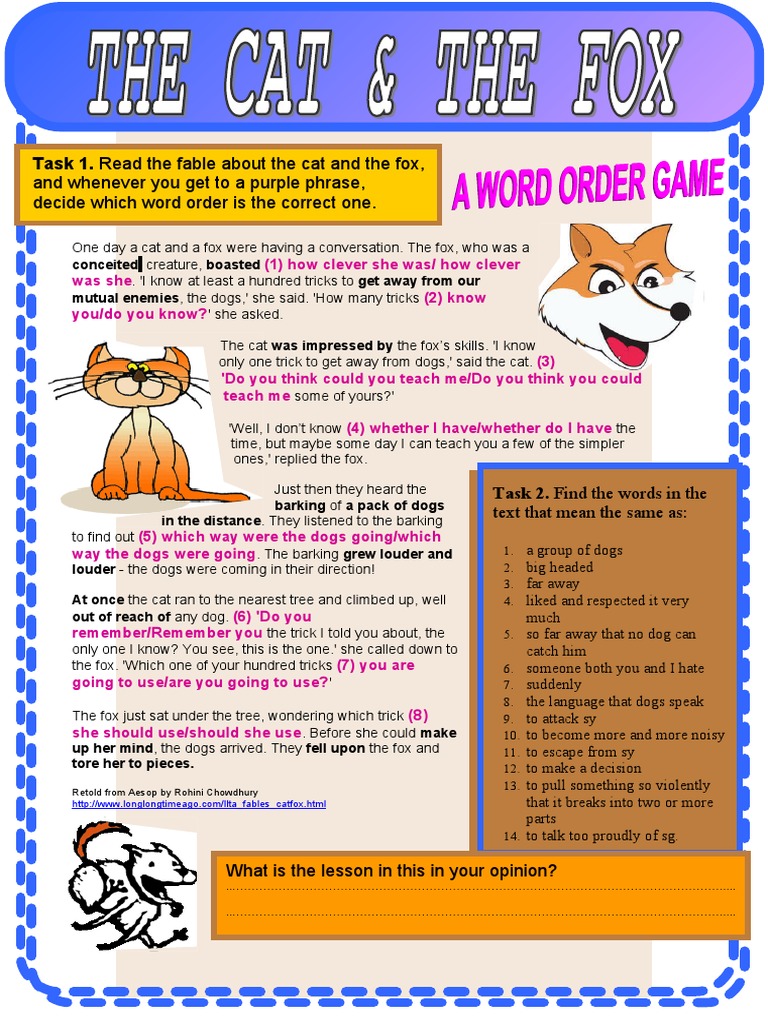 The Cat and The Fox Fable - 103 | PDF | Foreign Language Studies